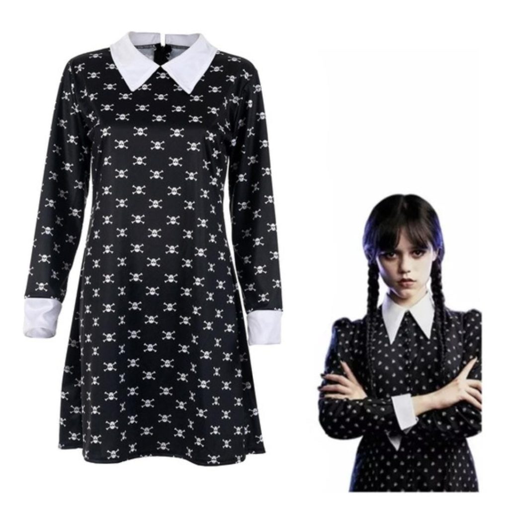 Traje Merlina calaveras - Almacén Rojo Vivo